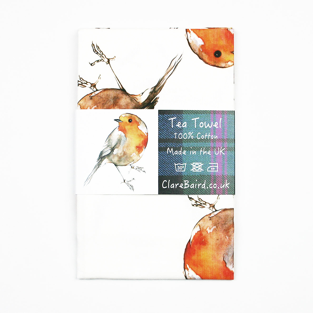 Robin Patterned Tea Towel – Clare Baird